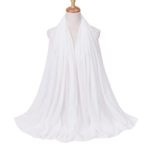 Ciormis White Bridesmaid Shawl Wraps, Wedding Chiffon Shawls Scarf for Women Evening Party Dresses(White)