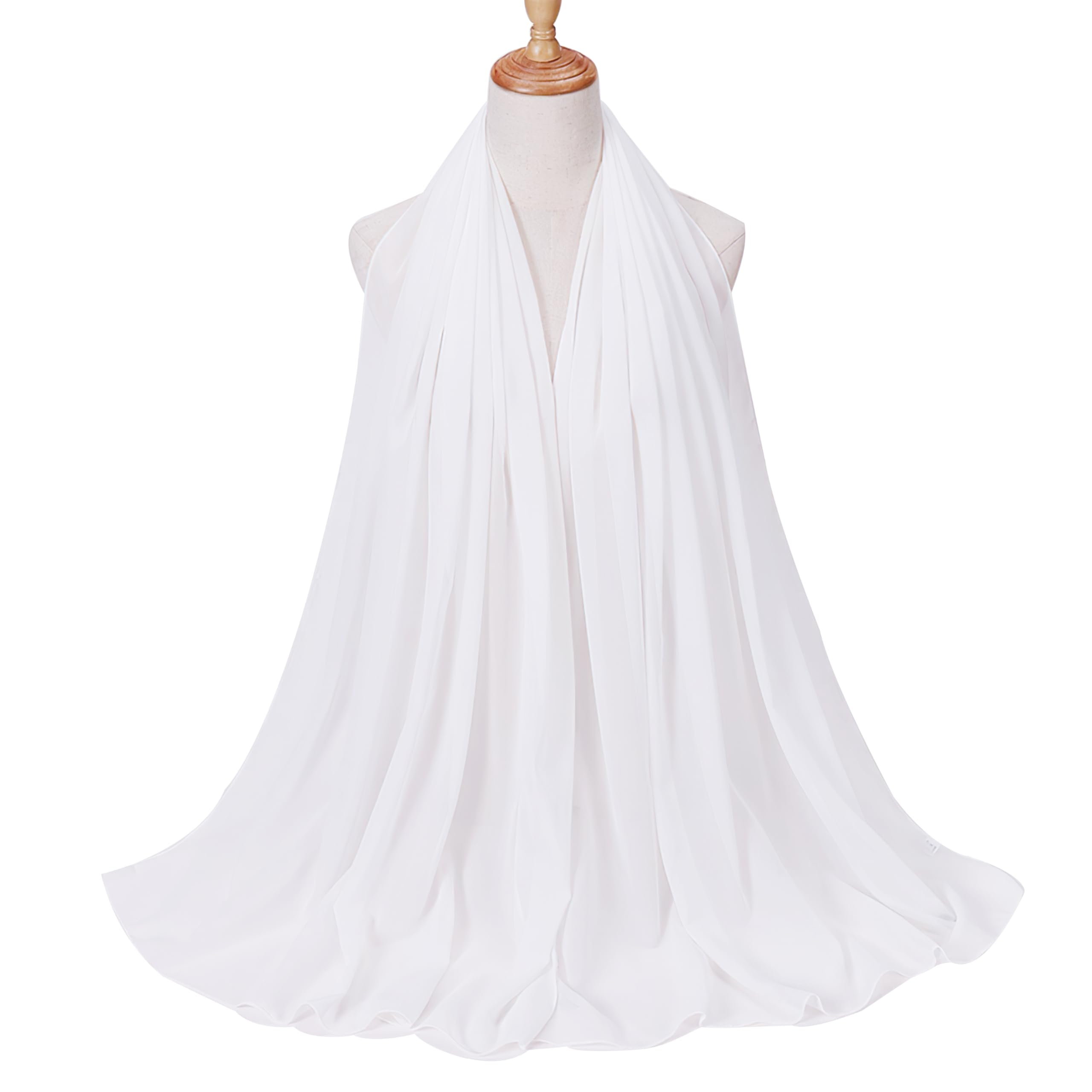 Ciormis White Bridesmaid Shawl Wraps, Wedding Chiffon Shawls Scarf for Women Evening Party Dresses(White)