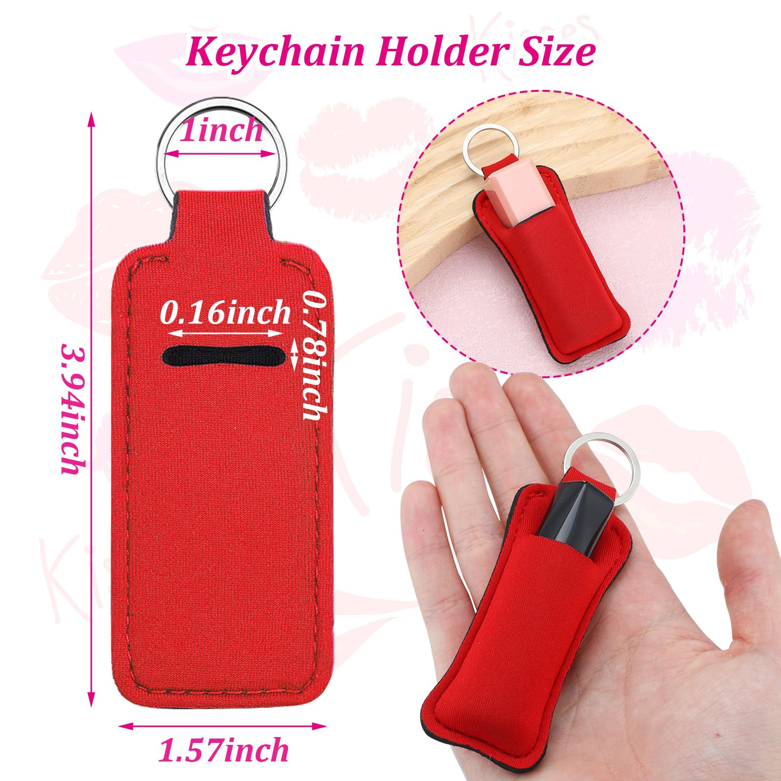 Yisong Lipstick Holder Keychain Neoprene Lip Balm Holder Portable Lip Gloss Keychain Pocket Keychain Women Travel(80 Pack)