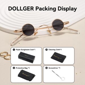 Dollger Polarized Round Sunglasses Men Women Mini 70s Hippie Circle Black Small Punk Sun Glasses