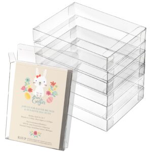 yesland 60 pack clear box for greeting cards, 6 x 4.75 x 1 inch rectangle plastic photo storage box cases fits a2 size cards envelopes for stationery organizer, small business supplies