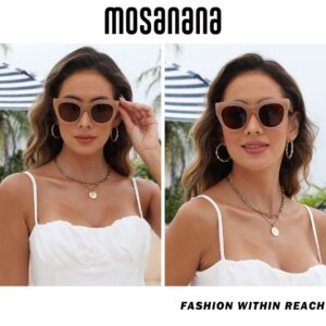 mosanana Oversized Round Cat Eye Sunglasses for Women Trendy Beige Tan Big Large Cool Cute Fashion Chunky Funky Stylish Aesthetic Mantis