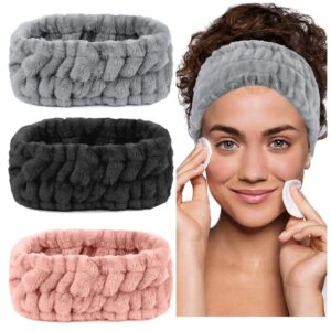 lapohi 3 pack microfiber towel headbands for washing face, facial headbands makeup headband spa headband skincare headband fash wash headband for women and girls