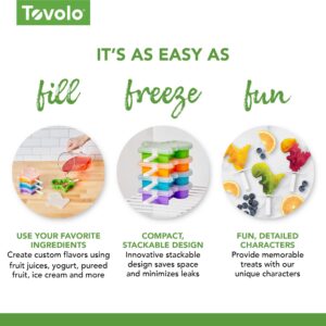 Tovolo Silicone Popsicle Molds with Sticks (4-Pack, Dino) - Reusable Ice Pop Molds for Homemade Flavored Ice Pops & Frozen Snacks - Stackable Popsicle Maker with Lid, Dishwasher Safe & BPA-Free