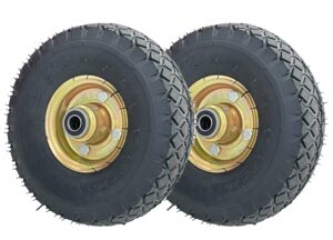 sutekus 10" replacement tires 4.10/3.50-4” air tires rubber wheels with 5/8" axle bore hole for carts, scooter, hand trucks, 2pack