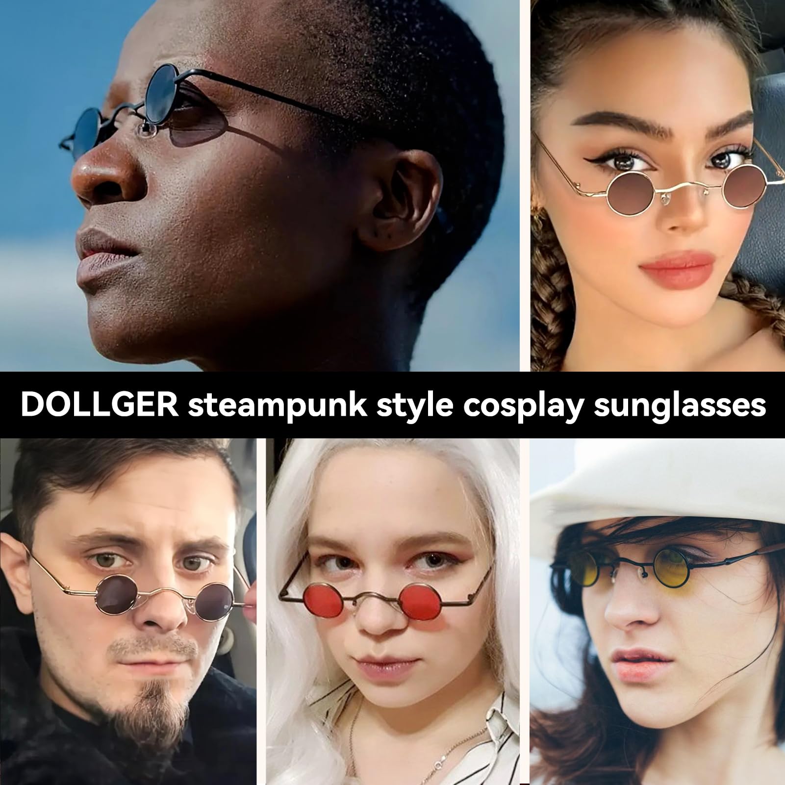 Dollger Polarized Round Sunglasses Men Women Mini 70s Hippie Circle Black Small Punk Sun Glasses