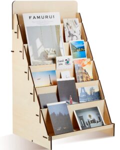 wooden greeting card display 6 tier sticker display stand comic book display wooden portable retail table display stand retail counter display stand for card stickers jewelry soap retail showcase