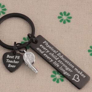 AHAETH Pe Teacher Appreciation Gifts Keychain For Women Men Male From Student Pe Whistle Charm Keyring Thank You Gym Teachers Best P E Coach Pe Keychain