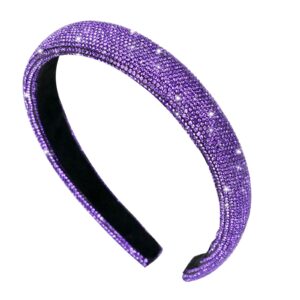 vin beauty rhinestone headband glitter non-slip wide headband solid hair band purple cute hairbands bridal hair hoop wedding hair styling accessories for women girls