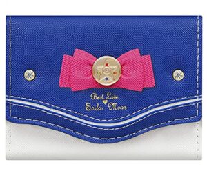 yajama sailor moon women small wallet pu leather bowknot kawaii tsukino usagi trifold credit card holder case for girls (dark blue)