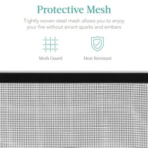 Best Choice Products 38x27in Single Panel Fireplace Screen Handcrafted Steel Mesh Spark Guard for Living Room, Bedroom Décor w/Handles - Black