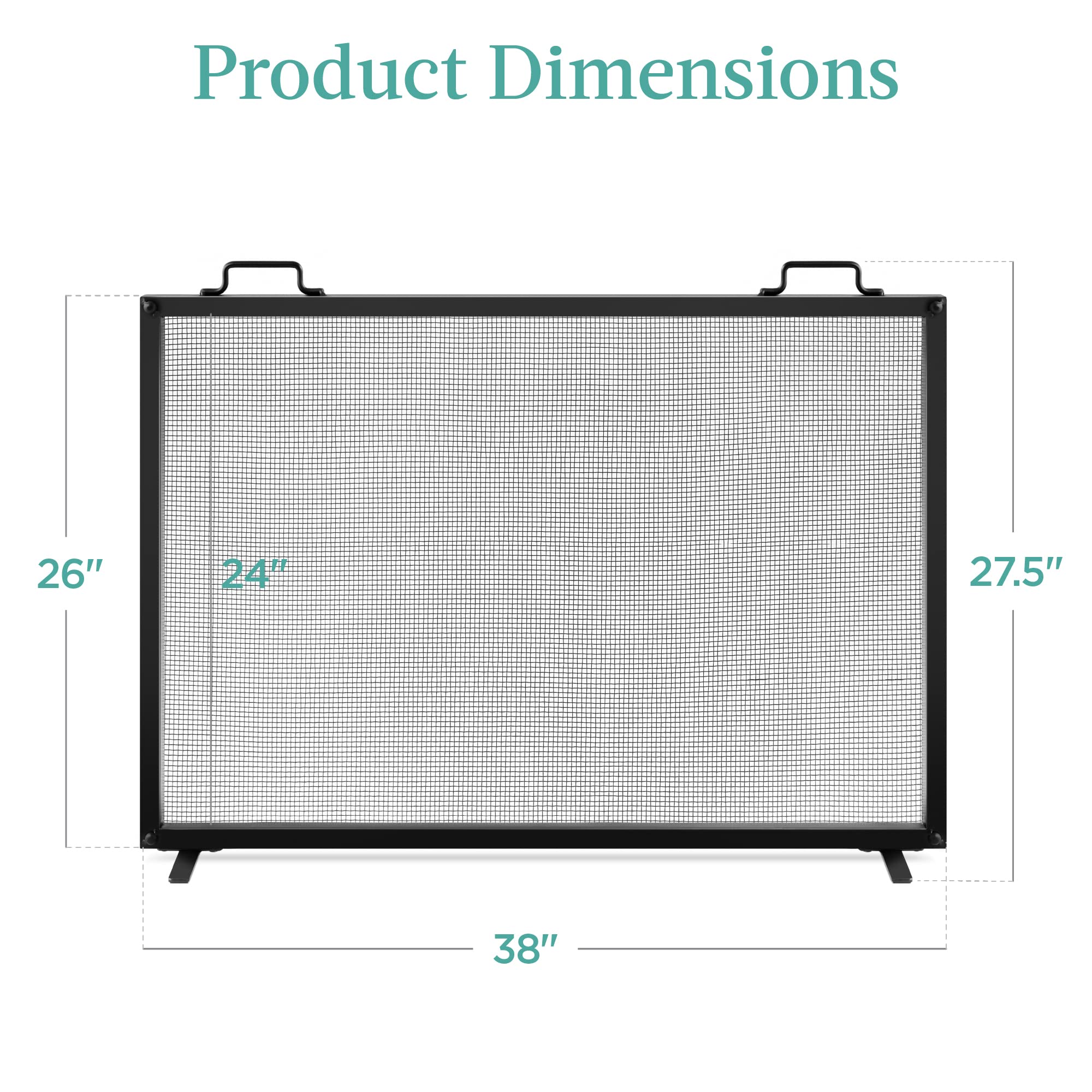 Best Choice Products 38x27in Single Panel Fireplace Screen Handcrafted Steel Mesh Spark Guard for Living Room, Bedroom Décor w/Handles - Black