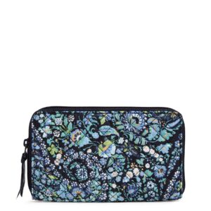 vera bradley women's cotton deluxe travel wallet with rfid protection, dreamer paisley - recycled cotton, one size