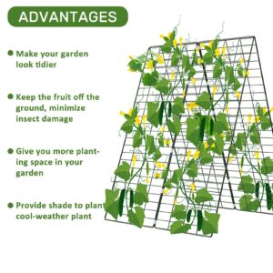 AGTEK 34" x 48" Foldable Cucumber Trellis with Garden Stakes and Zip Ties Plant Support A Frame Metal Trellis for Climbing Plants, Cucumber, Vegetable, Flowers