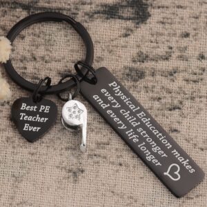 AHAETH Pe Teacher Appreciation Gifts Keychain For Women Men Male From Student Pe Whistle Charm Keyring Thank You Gym Teachers Best P E Coach Pe Keychain