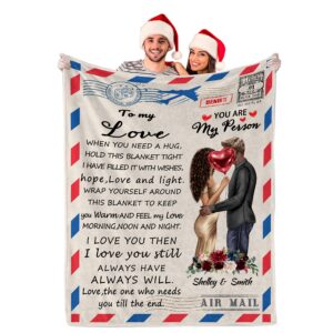 personalized blankets for couple husband wife boyfriend and girlfriend anniversary, wedding birthday romantic lovers gifts, unique custom blankets i love you gifts for him or her, women or men