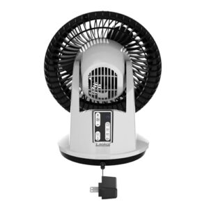 Lasko Whirlwind Orbital Motion Air Circulator Table Fan, 3 Speeds, Timer, Dark Mode, Remote Control for Small and Medium Sized Rooms, White, A12557