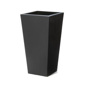 step2 tremont tall square tapered planter, large planters for outdoor plants, gardening and flower pot for patio or porch, efficient drainage, durable plastic, onyx black, 1-pack