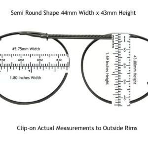 Smaller Sizes Semi Round Polarized Clip-on Sunglasses (Pewter Frame-Polarized Gray Lens, 44)