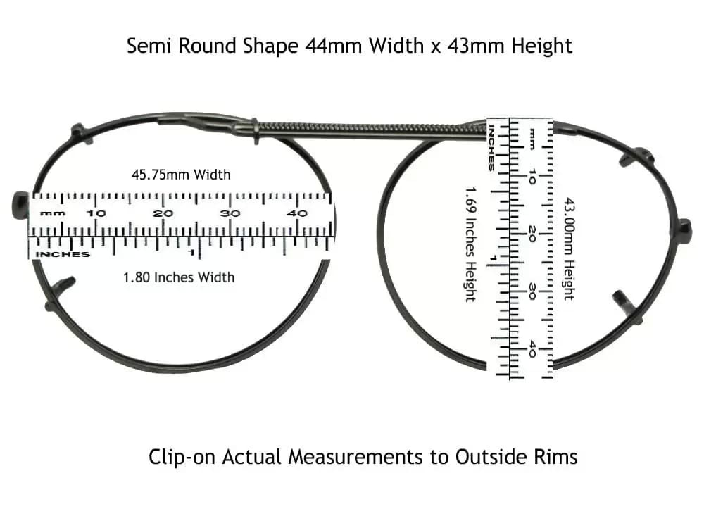 Smaller Sizes Semi Round Polarized Clip-on Sunglasses (Pewter Frame-Polarized Gray Lens, 44)