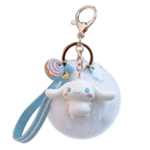 tonsamvo cute pom pom keychain kawaii key chain for backpack decoration keychains for women