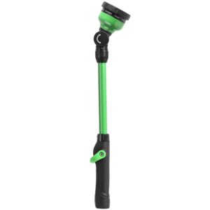 styddi watering wand 18”, metal 9 pattern garden watering wand with pivoting head and thumb control, 18-inch watering wand for garden hose, ideal for watering hanging basket and shrubs, flower, green