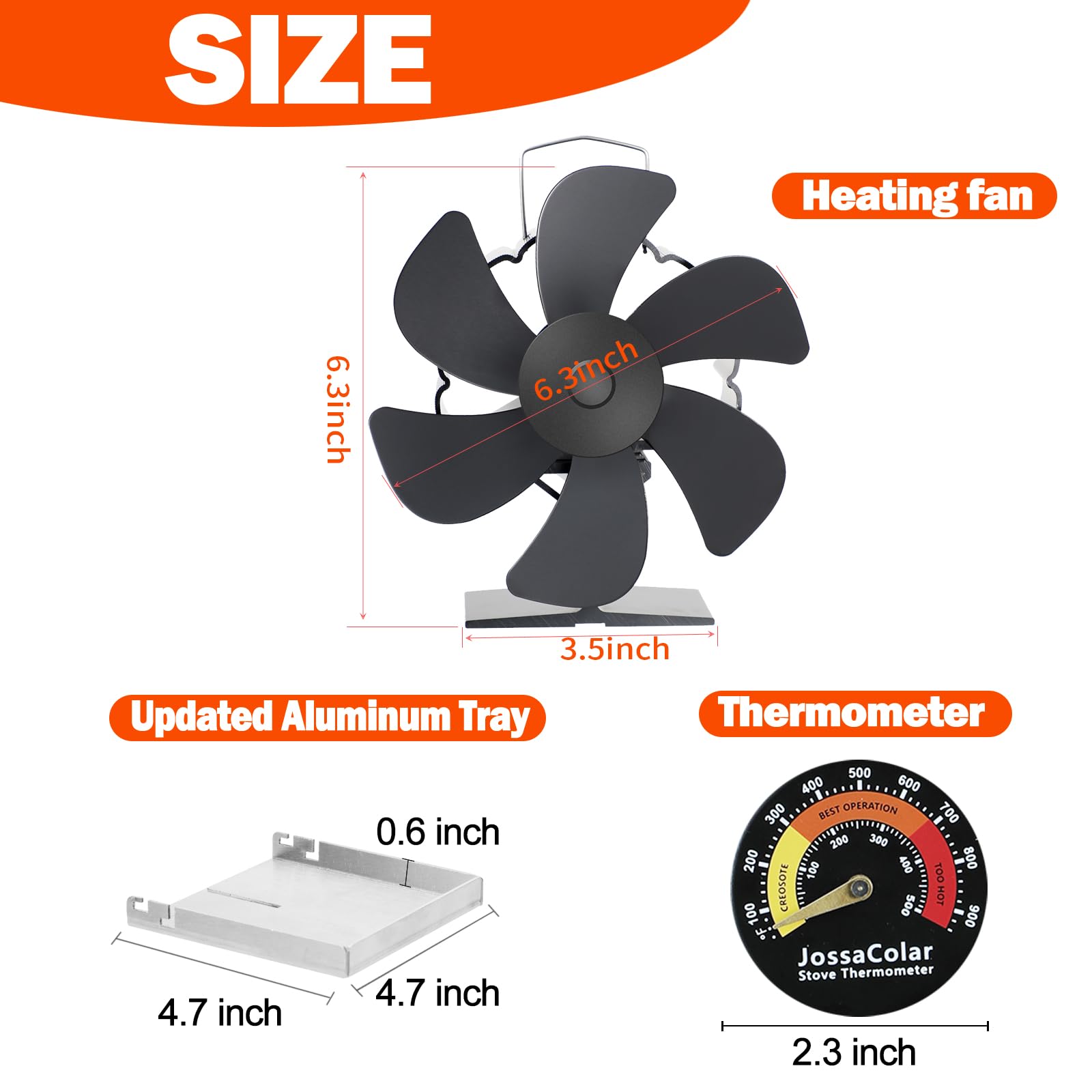 JossaColar Wood Stove Fan for Buddy Heater, Heat Powered Fireplace Fan Thermoelectric Thermal Fan Eco Fans with Bracket Fixed on Propane Space Heater/Mr. heater, Camping Outdoor/Indoor Use