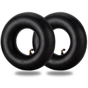 4.10/3.50-4" replacement tire inner tubes, 2 pack heavy duty 4.10 3.50-4/410/350-4 tube with bent valve stem for wheelbarrows, lawn mowers, hand trucks, 4" cart, tractors, golf cart, dolly, trailers