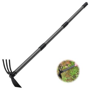 hoe garden tool,45 inch long garden hoe and cultivator, garden hand tiller with long handle,heavy duty garden tools hoe cultivator for gardening,weeding, tilling,lossening soil,planting