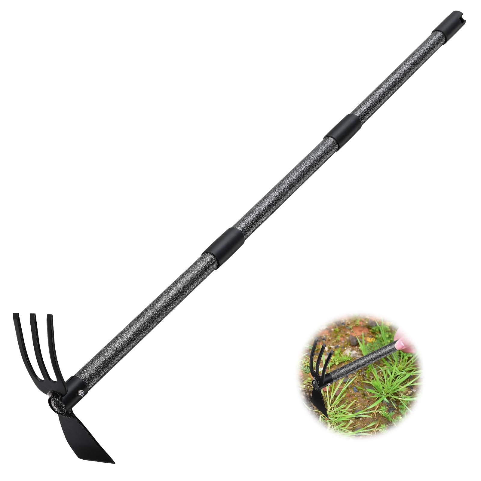 Hoe Garden Tool,45 Inch Long Garden Hoe and Cultivator, Garden Hand Tiller with Long Handle,Heavy Duty Garden Tools Hoe Cultivator for Gardening,Weeding, Tilling,Lossening Soil,Planting