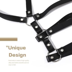 BODIY Women Fashion Leather Harness Belt Punk Waist Harness Belts Rave Body Accessories (Black)