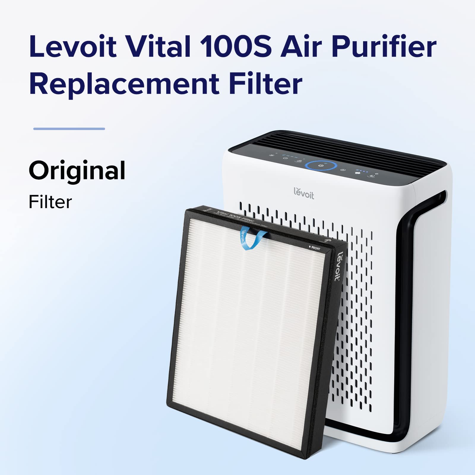 LEVOIT Vital 100S Air Purifier Replacement, 3-in-1 HEPA, High-Efficiency Activated Carbon Filter, Vital 100S-RF, 1 Pack, White