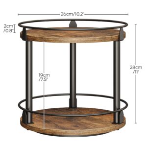 YATINEY Lazy Susan Organizer, Rotating Spice Rack, 2 Tier Spice Turntable Organizer, Industrial Turntable Spice Holder, for Kitchen Countertop and Cabinet, Compact and Versatile, Rustic Brown SR22BR