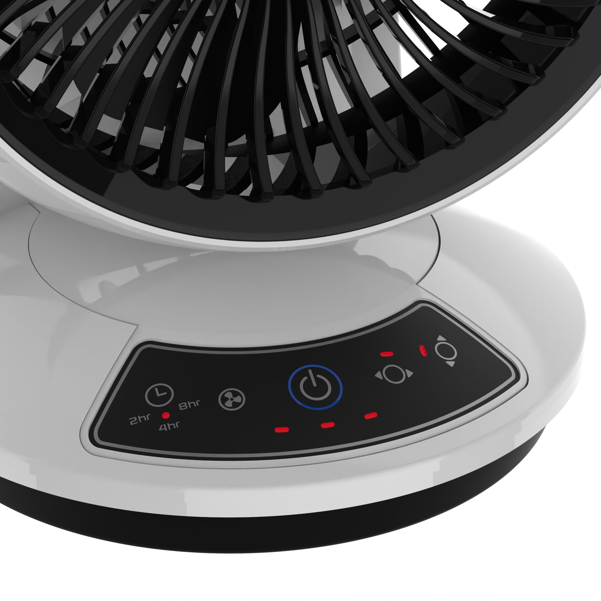 Lasko Whirlwind Orbital Motion Air Circulator Table Fan, 3 Speeds, Timer, Dark Mode, Remote Control for Small and Medium Sized Rooms, White, A12557