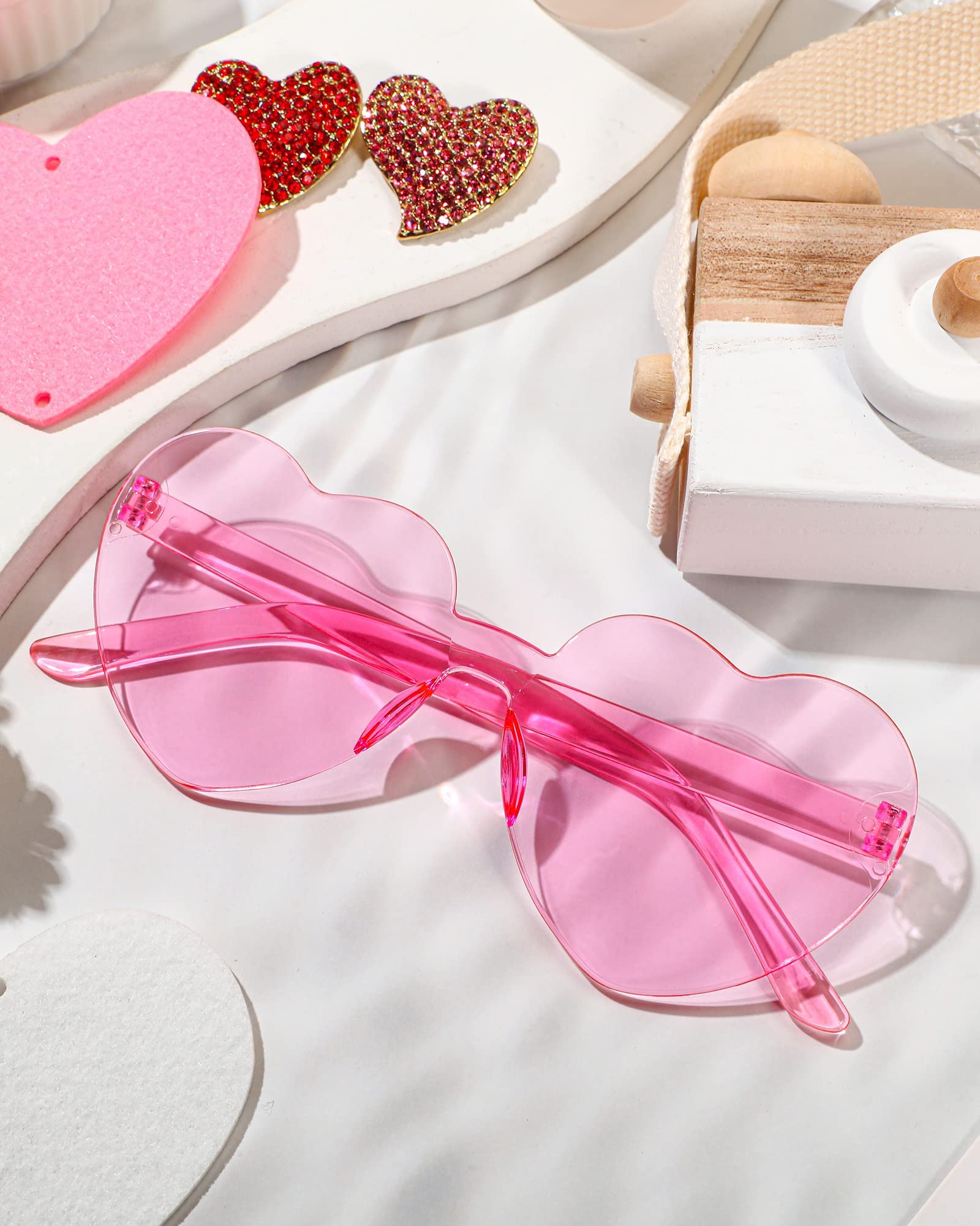 Chicpop Heart Sunglasses for Women Transparent Heart Shaped Sunglasses Bulk Fun Sunglasses for Party Favor