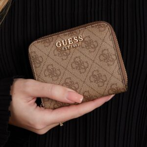 GUESS Laurel Small Zip Around Wallet, Latte Logo