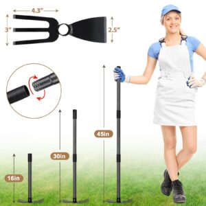 Hoe Garden Tool, 45 Inch Garden Hoe Long Handle for Weeding, Hoe Cultivator 2 in 1 Hand Garden Tools for Gardening Planting