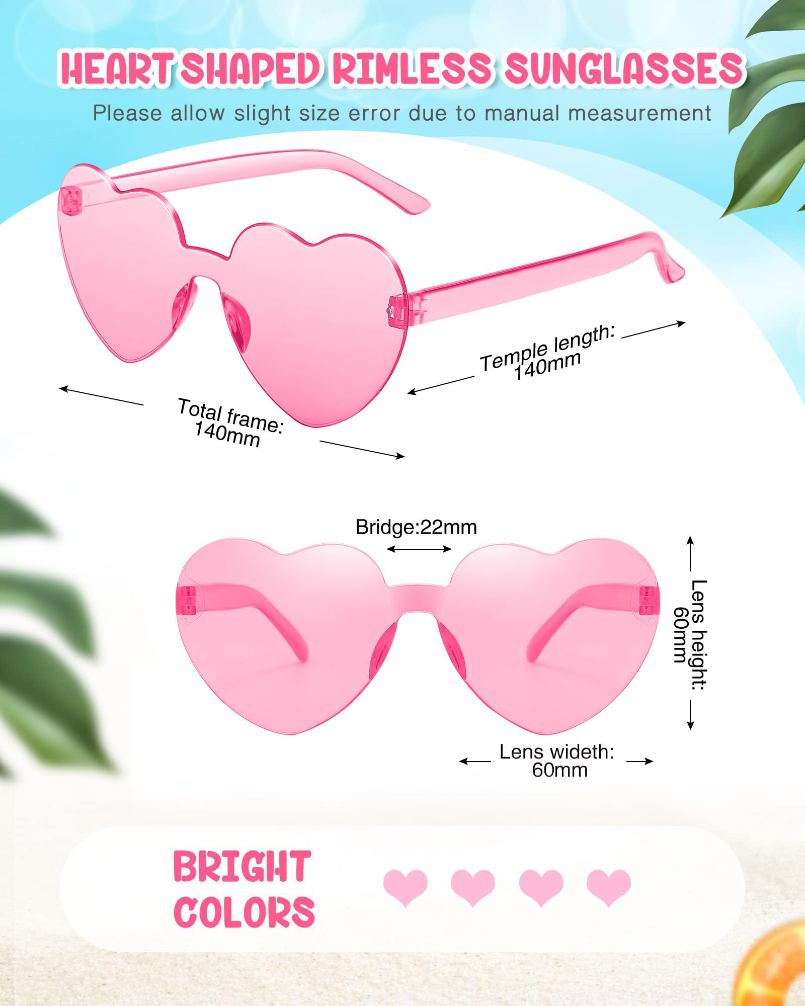 Chicpop 100 Pairs Heart Glasses Party Glasses Bulk Accessories Heart Shaped Sunglasses Eyewear Accessories for Women