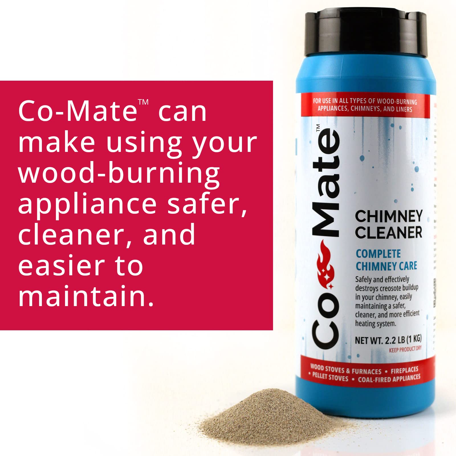 Co-Mate Chimney Cleaner (2.2 lb.) - Complete Chimney Care, Removes Creosote, Reduces Emissions, Protects Against Corrosion