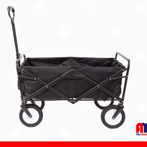 AM The America Store - Collapsible Foldable Wagon, Beach Cart Large Capacity, Heavy Duty Folding Wagon Portable, Collapsible Wagon for Sports, Shopping, Camping (Black)