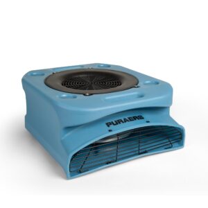 puraero low profile air mover carpet dryer blower floor fan | 1/4 hp 1,100 cfm | for crawlspaces, attics, basements, bathrooms| water damage restoration, grow rooms | pa-250-lp | blue