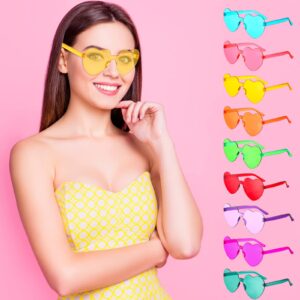 Yunsailing 30 Pcs Heart Shape Sunglasses Rimless Heart Glasses Bulk Colorful Glasses for Adults Trendy Glasses Women Eyewear (Bright Color)