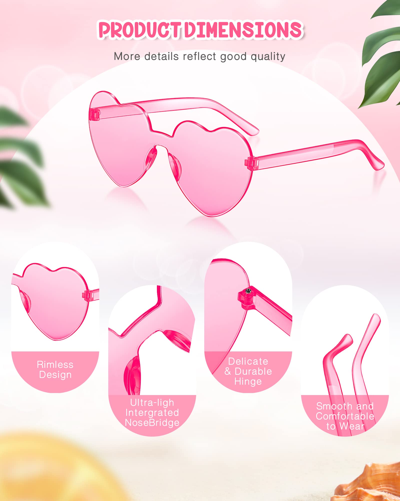 Chicpop 30PCS Heart Sunglasses for Women Transparent Heart Shaped Sunglasses Bulk Fun Colored Sunglasses Pack for Party Favor…