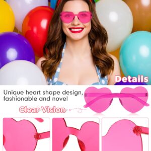 Yunsailing 30 Pcs Heart Shape Sunglasses Rimless Heart Glasses Bulk Colorful Glasses for Adults Trendy Glasses Women Eyewear (Bright Color)