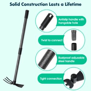 Hoe Garden Tool,45 Inch Long Garden Hoe and Cultivator, Garden Hand Tiller with Long Handle,Heavy Duty Garden Tools Hoe Cultivator for Gardening,Weeding, Tilling,Lossening Soil,Planting