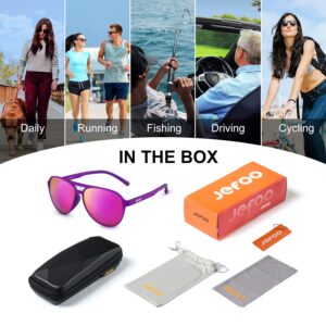 Jefoo Polarized Aviator Sunglasses for Women Men Retro Trendy Sports Sunglasses for Outdoor UV400 Protection