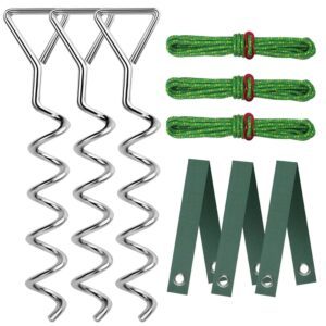 fcends tree stakes and supports for leaning trees, heavy duty spiral tree stake kit for young trees straightening, protect trees from bad weather