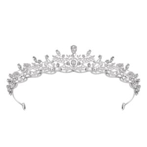 sweetv silver tiara crown for women,princess tiaras for girls,crystal retro hair accessories for wedding birthday prom pageant quinceanera