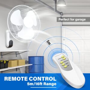 HealSmart 16 Inch Wall Mount Fan with Remote Control, 3 Oscillating Modes, 3 Speed, Timer, 2 Pack