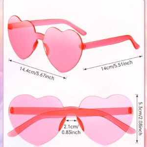 Yunsailing 30 Pcs Heart Shape Sunglasses Rimless Heart Glasses Bulk Colorful Glasses for Adults Trendy Glasses Women Eyewear (Bright Color)